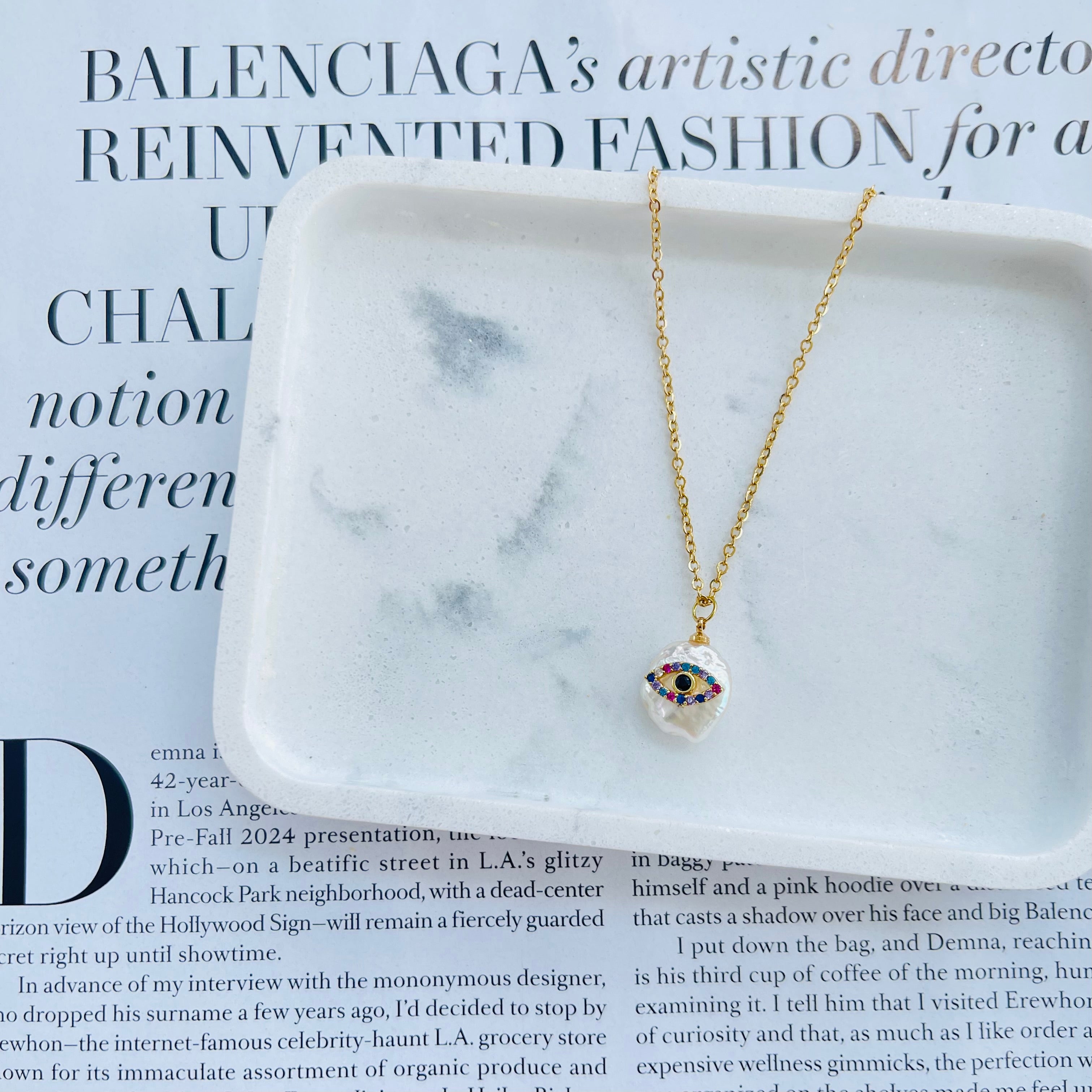 Multi Evil Eye MOP Necklace – Chucherías Inc.